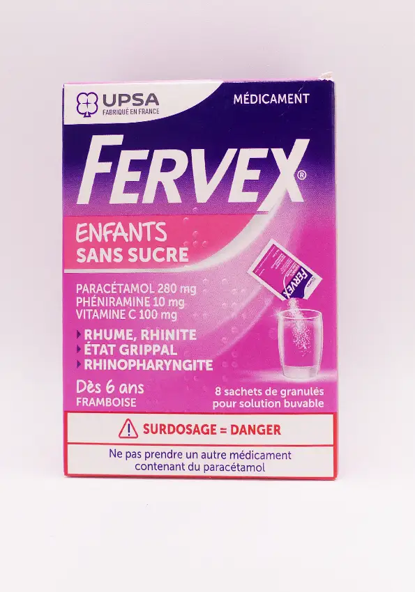 FERVEX ENFANTS SANS SUCRE 8 SACHETS DE GRANULES FRAMBOISE - Soins ...